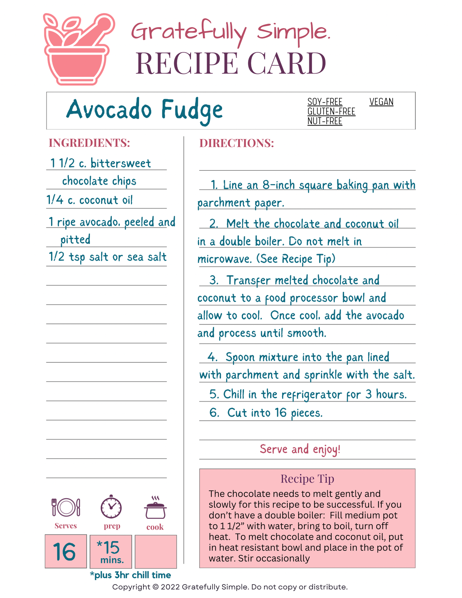 Recipe Book Page / Recipe Card by Gratefully Simple - Payhip
