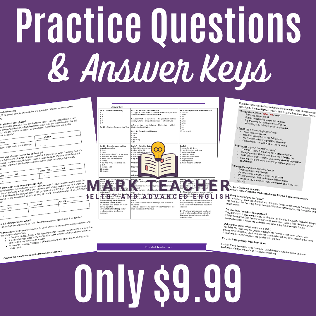 16 IELTS Speaking Worksheets - Part 1, Part 2 and Part 3 - Payhip