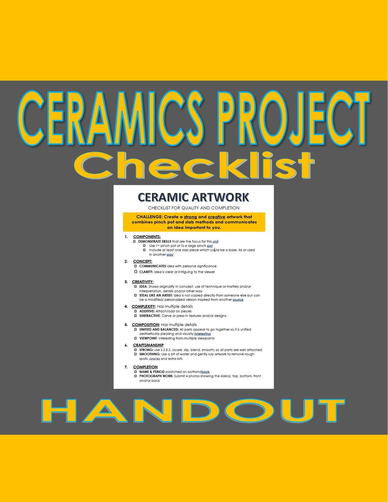 Ceramics Project Checklist (PDF and WordDoc Files) - Payhip