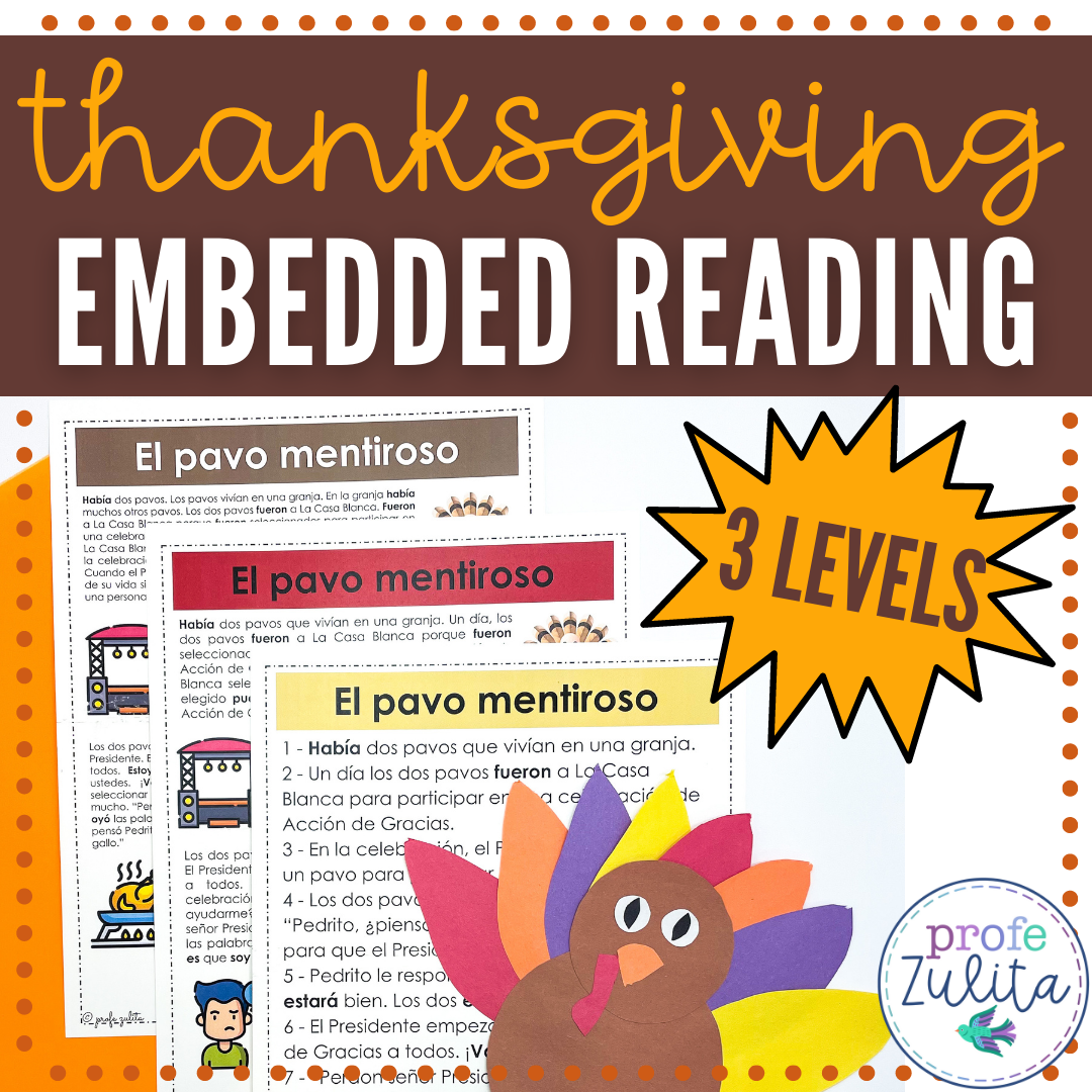 Thanksgiving Spanish Embedded Reading Activity - Día de Acción de ...