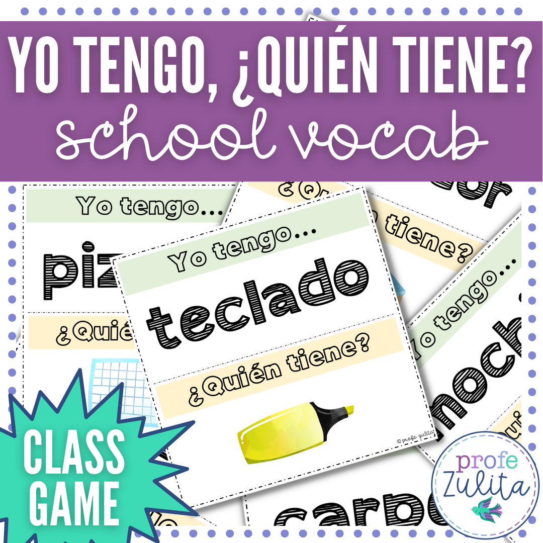 Yo tengo, quién tiene game for School Supplies Vocabulary in Spanish ...