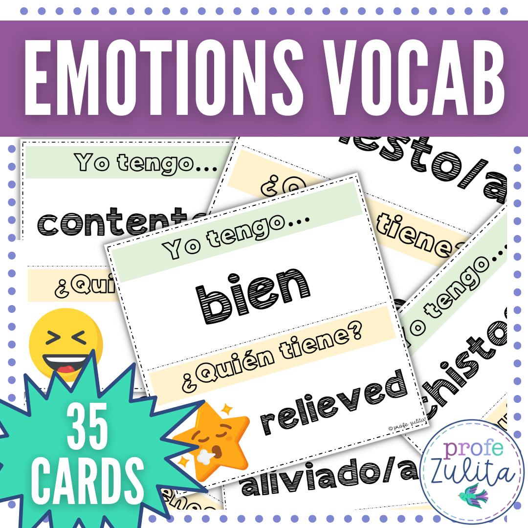 Yo tengo, quién tiene game for Practicing Emotions Vocabulary in ...