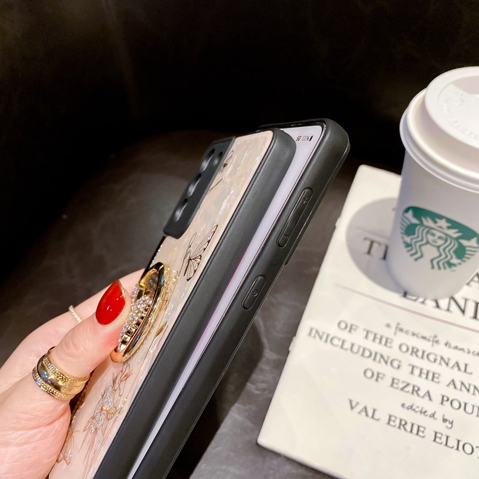 New Samsung Galaxy S23 Plus S21 S22 Note 20 Ultra Phone Case Cover Luxury Butterfly Ring Holder ...