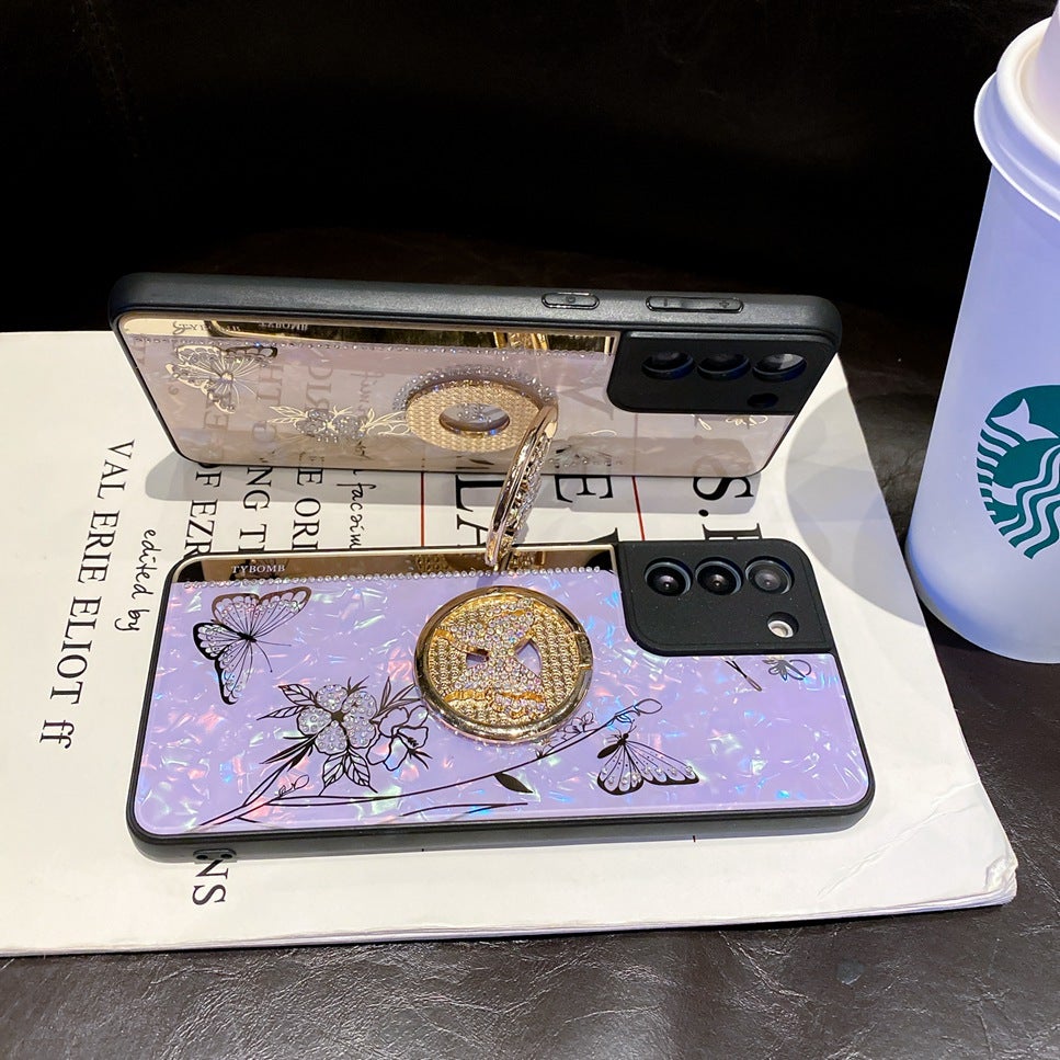 New Samsung Galaxy S23 Plus S21 S22 Note 20 Ultra Phone Case Cover Luxury Butterfly Ring Holder ...