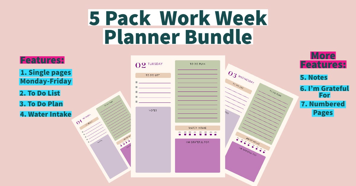 5 Pack Business Week Planner Bundle - Payhip