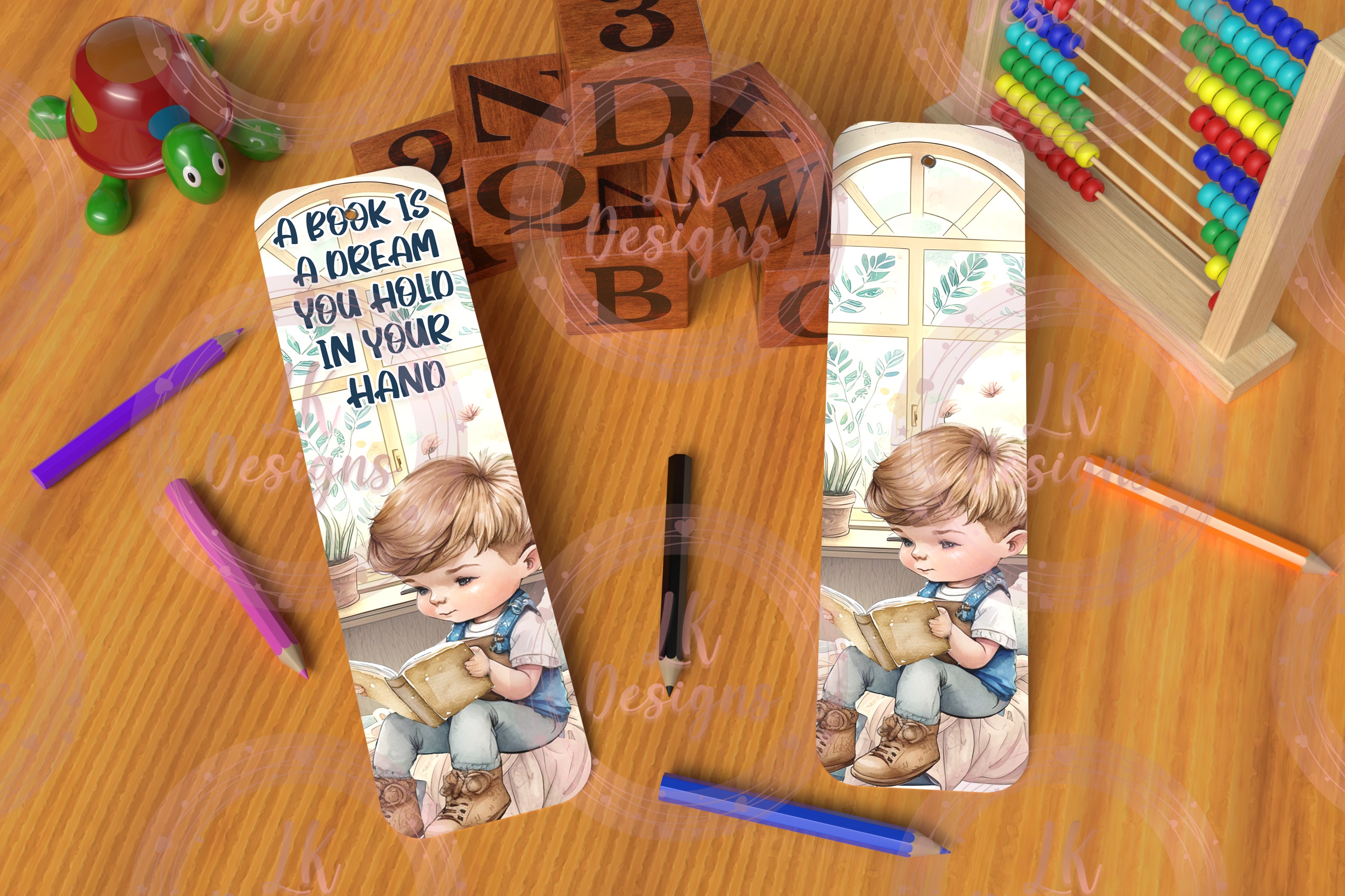 Bookmark- Boy reading book corner - No text version included - Payhip