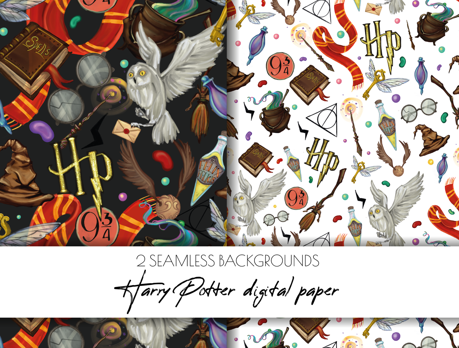 Harry Potter digital paper,Magic Kingdom, art magic school, Magic ...