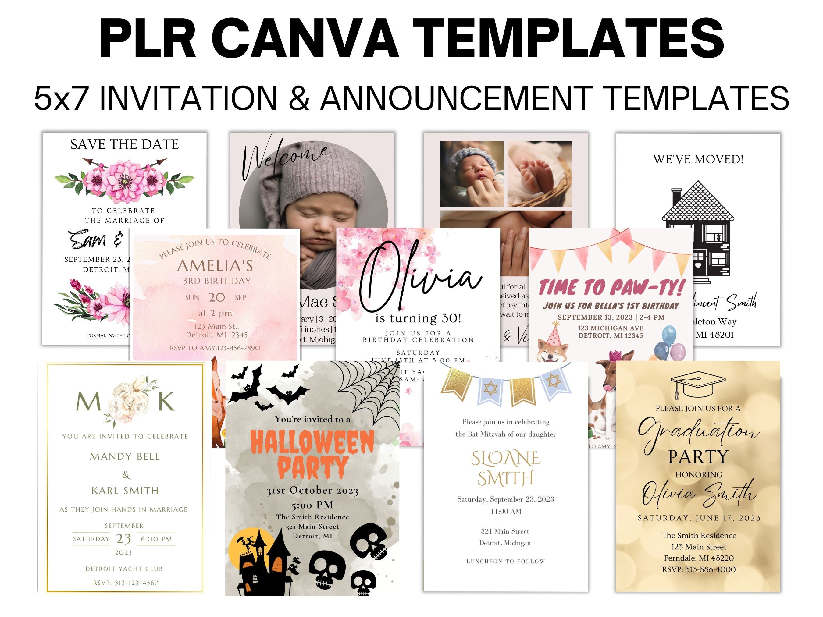 PLR Canva Templates: Announcement and Invitations Bundle - Payhip