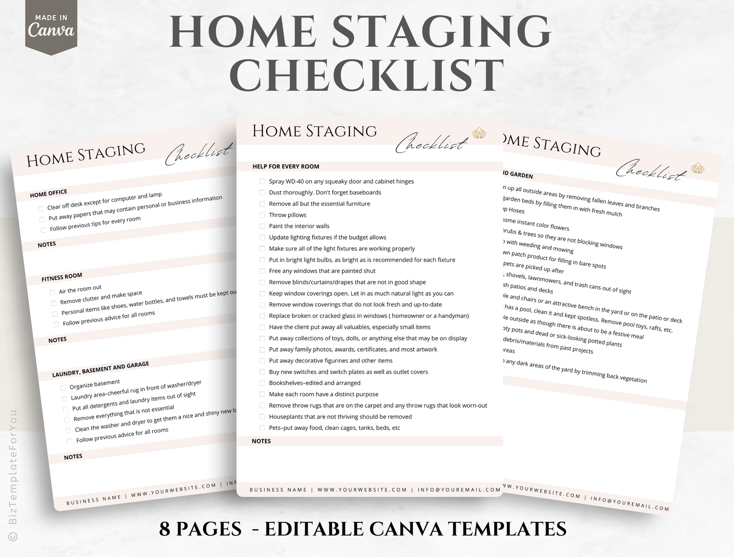 Editable Home Staging Checklist, Property Staging Checklist Template ...