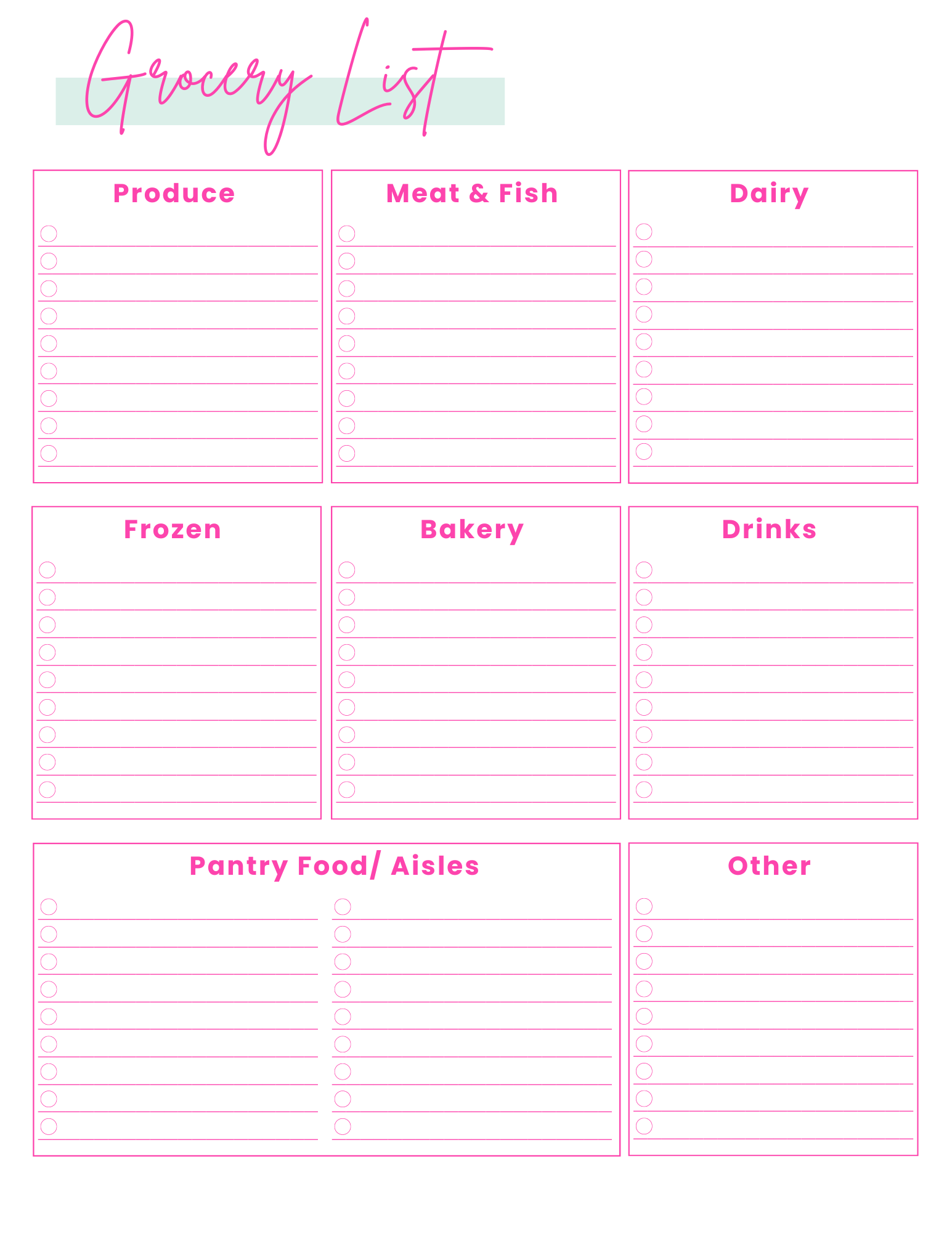 Boss Babe Pink Grocery List - Payhip