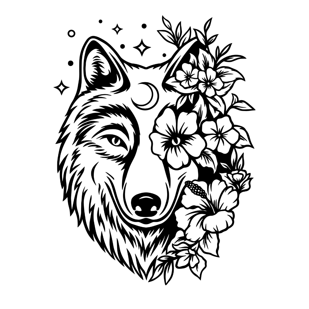 Wolf with Flowers - Payhip