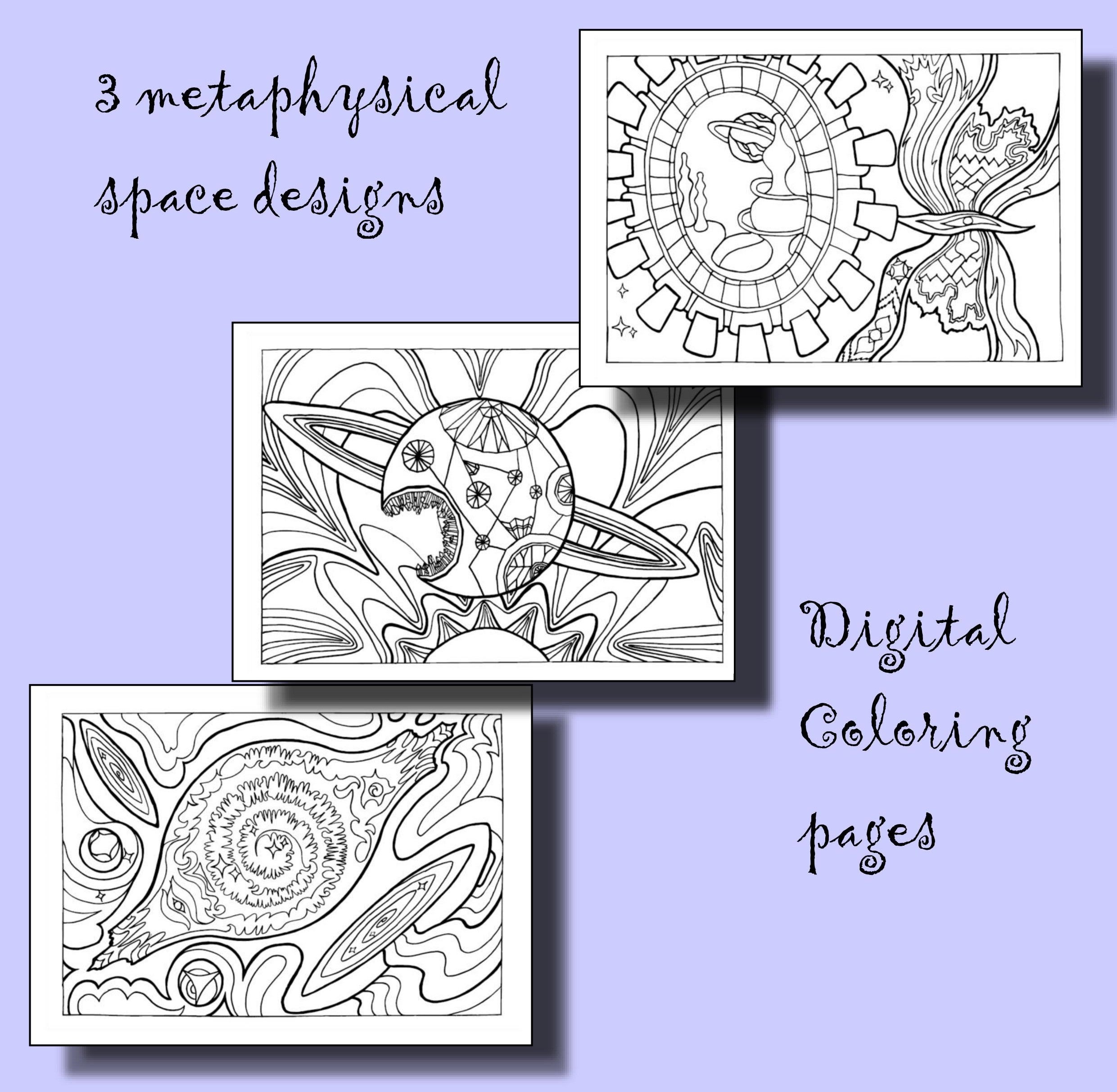 3 metaphysical space designs digital coloring pages - Payhip
