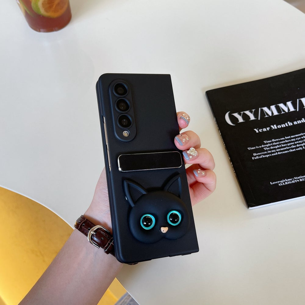 New Samsung Galaxy Z Fold 4 5G Phone Case Heart Black Cat Screen Protective Cover - Payhip