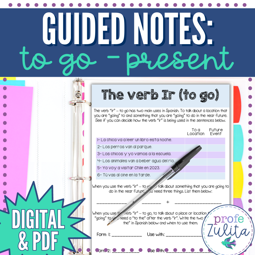 Verb ir to go present tense Spanish Guided Notes for Student | Digital ...