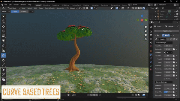 Procedural Stylized Tree Generator For Blender 4.0