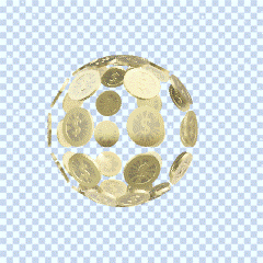 A sphere of gold dollars $ gif animation on transparent background - Payhip