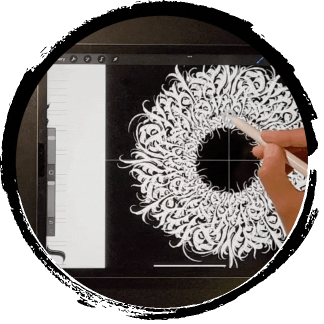 Stylized Blackletter Calligram for Procreate Sign Up Page