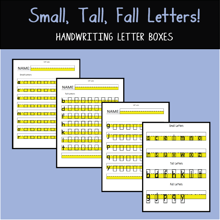 Small, Tall, Fall letter practice with boxes; pdf