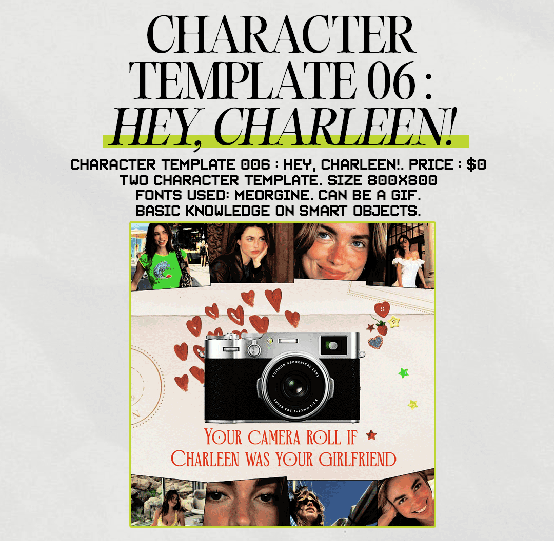 ⋆.˚ CHARACTER TEMPLATE 006 : HEY, CHARLEEN! - Payhip