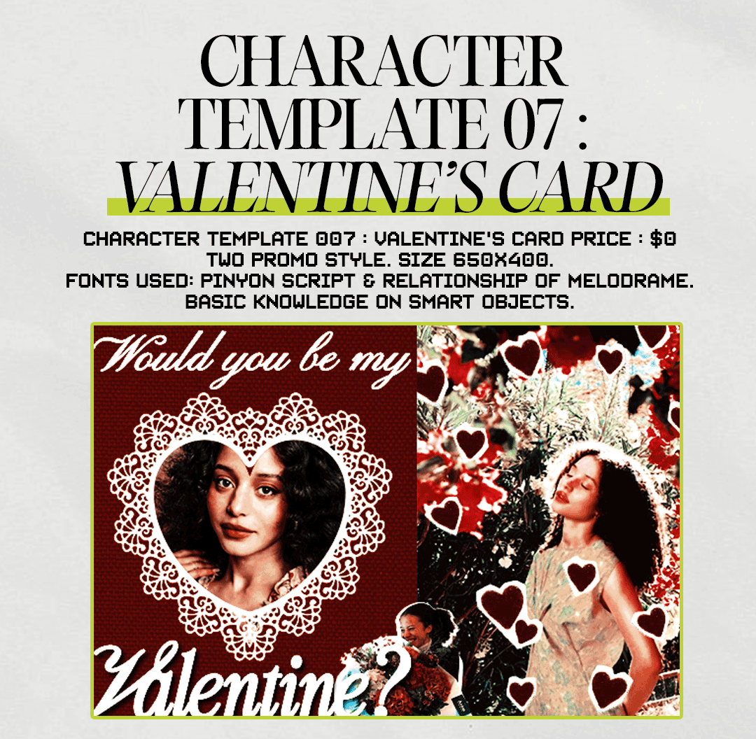 ⋆.˚ CHARACTER TEMPLATE 007 : VALENTINES' CARDS - Payhip