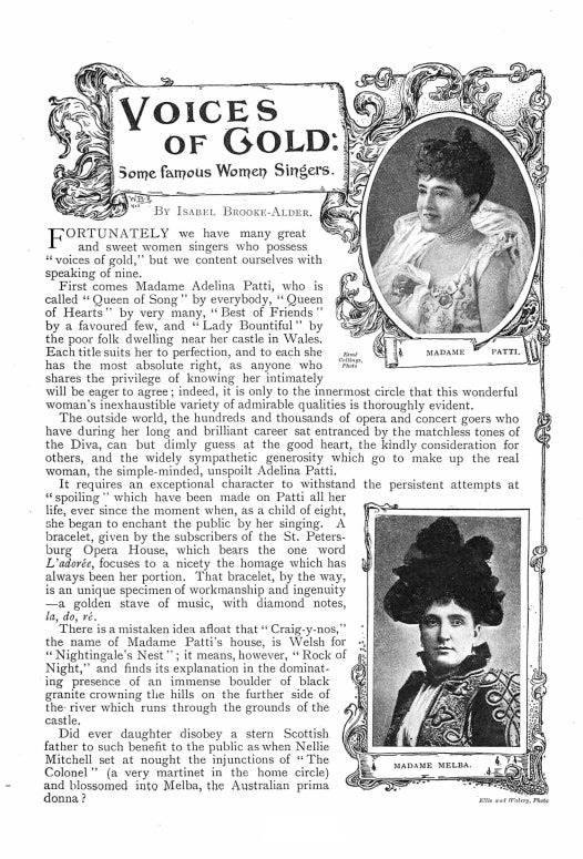 Voices of Gold : Some Famous Women Singers of 1900 - Payhip